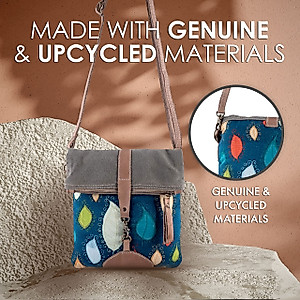 SIXTEASE Crossbody Bag for Women Vintage Style Genuine Leather, Upcycled Canvas, Rug, or Hair On - Cross Body Womens Bags with Inside Zipper Pockets - Amenable