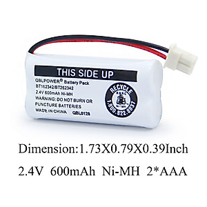 QBLPOWER Replacement Battery BT162342 BT262342 2.4v 300mah NI-MH Rechargeable Compatible with Vtech AT&T Cordless Telephones CS6114 CS6419 CS6719 EL52300 CL80111(3 Pack BT162342)