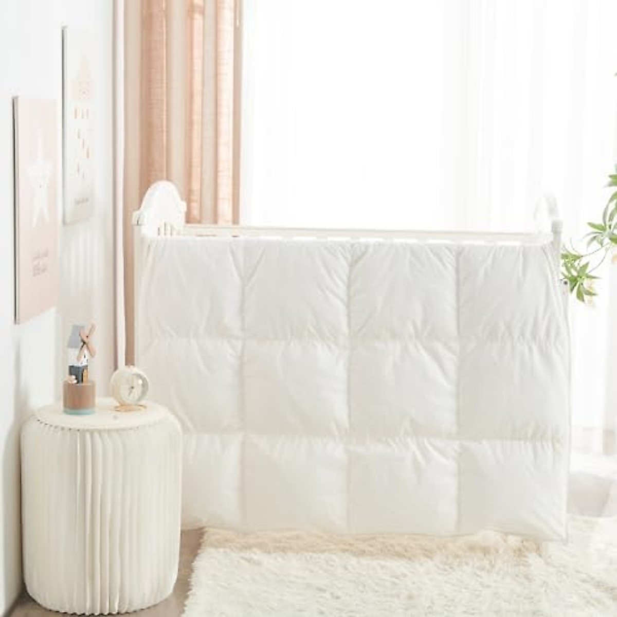 Toddler/Travel/Crib Goose Down Comforter Duvet/Blanket Multifunctional,100% Organic Cotton Washable Unisex Kids,All Season,White 33x43