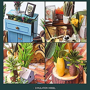 GuDoQi DIY Miniature Dollhouse Kit, Tiny 1:24 Scale House with Furniture, Great Handmade Craft Gift for Birthdays and Father's Day, Green Flower Shop