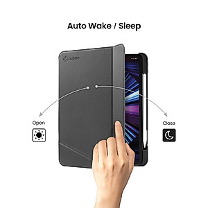 tomtoc Vertical Case for iPad Pro 11-inch 4th/3rd Gen 2021-2022, Slim Protective Anti-Bend Case with Magnetic Stand for 3 Use Modes, Support Wireless iPad Pencil Charging, Black