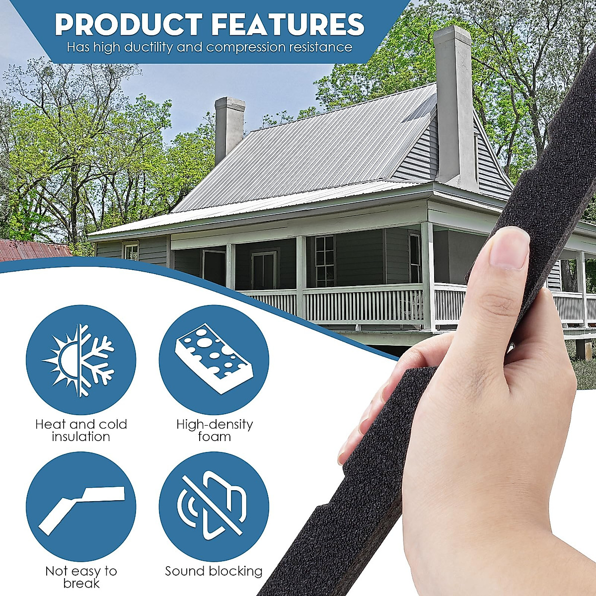 R Panel Foam Closure Strips 12" Replacement for Metal Corrugated Roofing Panels -3' Long Outside 20Pcs (Outside)