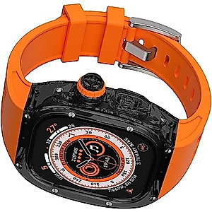 OTGKF Full Transparent Watch Case Silicone Strap Mod Kit，For Apple Watch Ultra 49mm，Mens Women Military Protection Bumper Watch Case Watch Replacement Sport Band Accessories (Color : H, Size : For 4