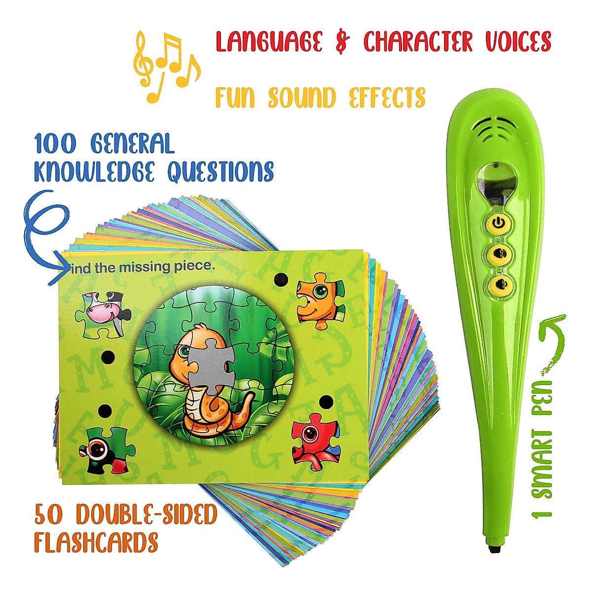 Boxiki Kids Preschool Learning Toddler Flash Cards w/ 100 Quizzes, 50 Flashcards and a Smart Pen, Learn to Read Kids Toys for Brain Development, Educational and Learning Toys for 3 Year olds +
