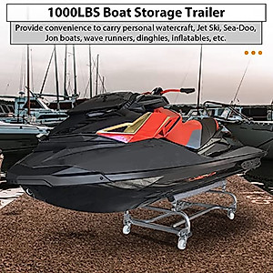 HECASA Personal Watercraft Jet Ski Dolly Stand Boat Storage Trailer Vehicle Cart for Sea-Doo Yamaha Kawasaki Adjustable Carpeted Bunks W/ Four Casters & Two Brakes 1000lbs Capacity