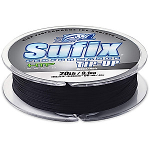 Sufix Performance 50-Yards Spool Size Tip Up Ice Braid Line (Black, 20-Pound)