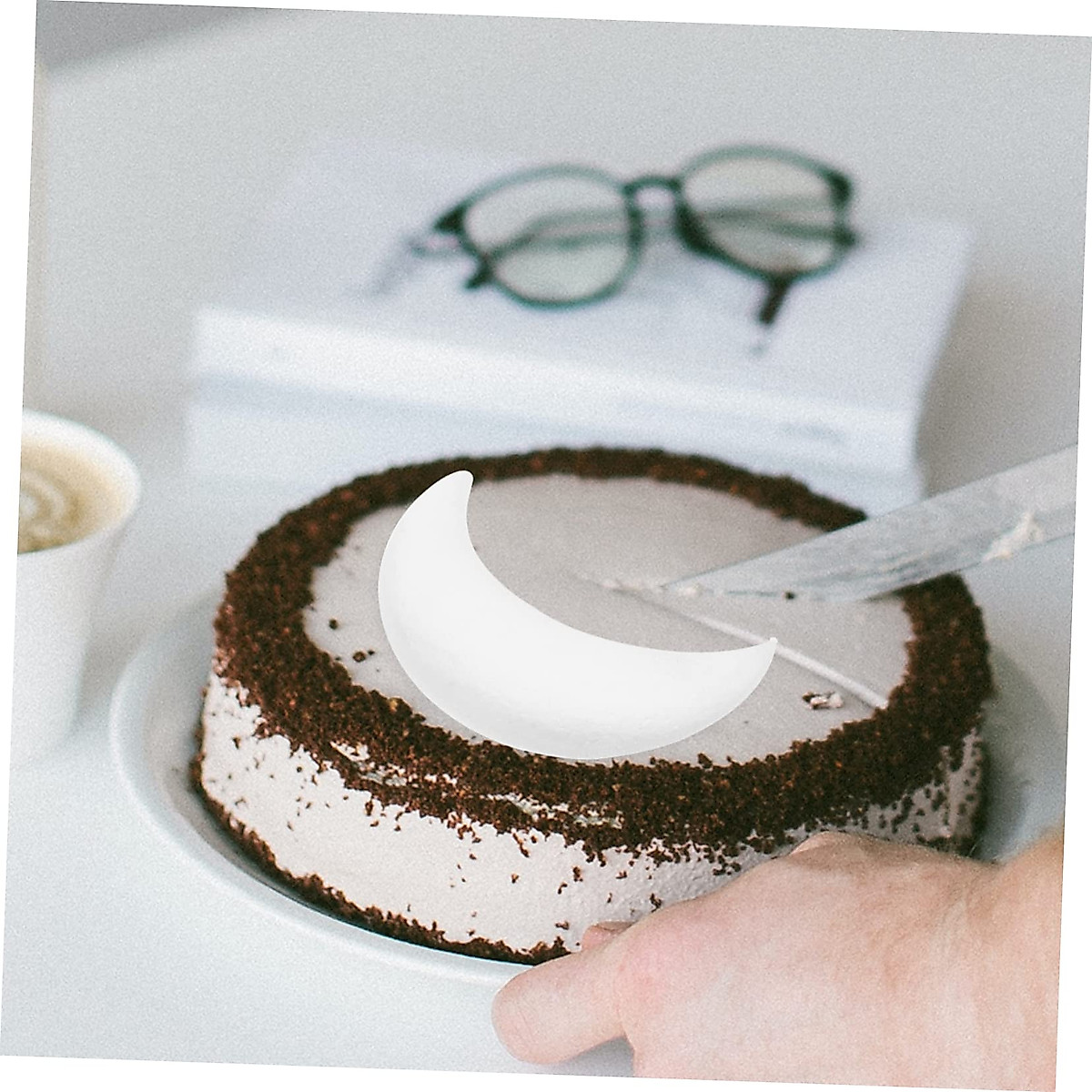 Abaodam Moon Cake Embryo Cake Turntable for Decorating Fake Cake Model Cake Practice Dummy Multitools Faux Wedding Cake Wedding Cake Stand Cake DIY Model Crafts Blank Child White Foam