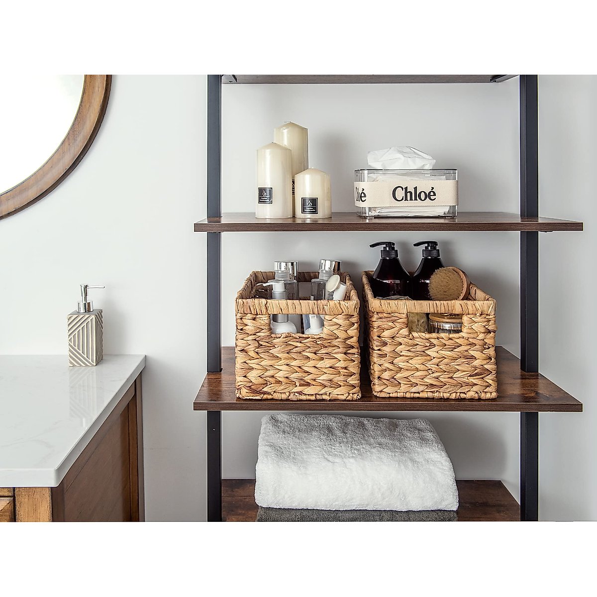 StorageWorks Jumbo Rectangular Wicker Basket, Storage Basket with Built-in Handles