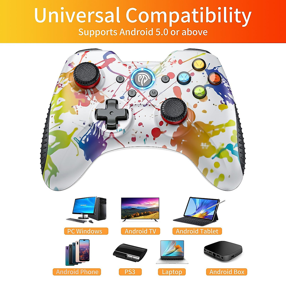 EasySMX Wireless Gaming Controller for Windows 7 8 10 11 12 PC/Laptop/PS3/Android/Switch/Steam Deck, Dual-Vibrate Gamepad Joystick Computer Game Controller with Turbo, 4 Customized Key