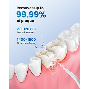 RENPHO Water Dental Flosser Teeth Cleaning, Cordless Oral Irrigator 300ML Portable Rechargeable Electric Waterflosser with 4 Modes 5 Jet Tips, IPX7 Waterproof, USB, Teeth Cleaner Pick for Home Travel