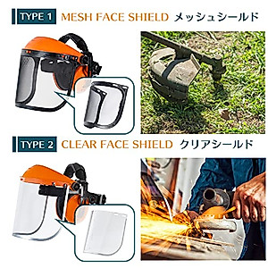 GUARDLEAD Safety Face Shield with Hearing Protection Combo, Come with Mesh & Clear Visor for Grinding Woodworking