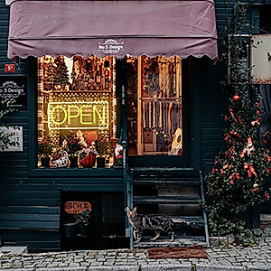 LED Open Sign for Business, FOOPPLY LED Neon Signs for Shop Windows and Doors of Shop, Bar, Restaurant, LED Letters with Open/Closed Sign and Business Hours Signs (Warm Horizontal Open)