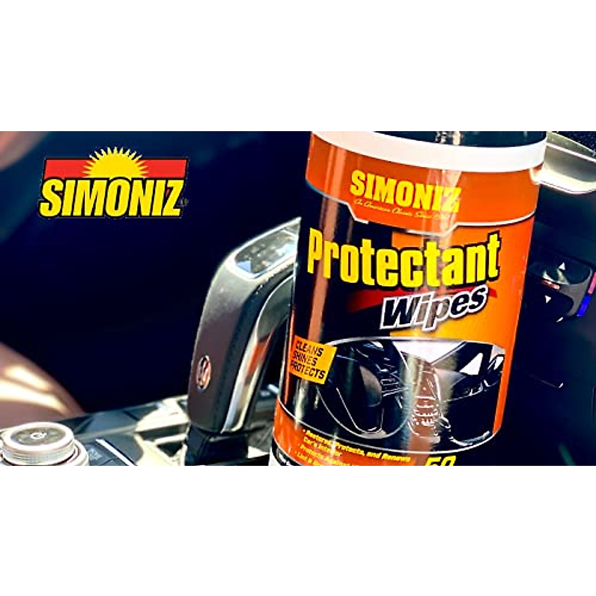 Simoniz Auto Protectant Wipes – Interior Detailer for Convenient Protection & Cleanup – Includes 50 Wipes for All Interior Surfaces Including Dashboards & Seats - Great for Cars, Trucks, SUVs, Boats