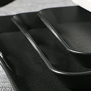 JHSLXD Retro Trays Kitchen/Dining Room Serving Trays Multi-Purpose Trays Breakfast Trays Non-Slip Fruit Trays Creative Rectangle Water Cup Trays,Black,51.5CM