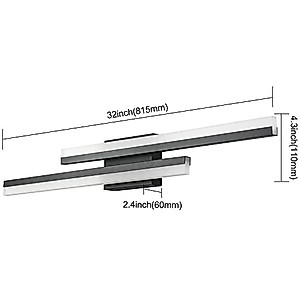 PRESDE 32in Dimmable Modern Black LED Vanity Light Fixtures for Bathroom Over Mirror Lighting (Cold White 6000K)