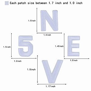 SIBORUI Iron on Letter and Numbers Patches 72 Pieces, Letter Patches Alphabet Embroidered Patch A-Z,Numbers 0-9 for DIY Accessories Hats Shirts Jeans Socks Bags Dress (White)