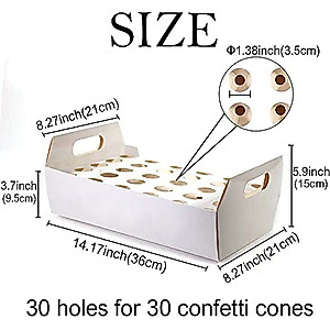 Wedding Confetti Cone Stand Boxes - 30 Holes for 30 Confetti Cones White Cone Stand Tray with kraft Cone Papers (Paper - white)