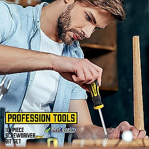 Amartisan 10-Piece Magnetic Screwdrivers Set, 5 Phillips and 5 Slotted Tips Professional Cushion Grip Screwdriver Set