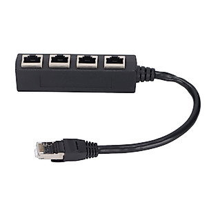 Zhiyavex RJ45 Splitter Adapter,1 to 4 Port Smooth Transmission Excellent Connection Network Cable Adapter,PCB Board Ethernet Adapter for All Networks, Homes and Offices, Broadband Connections, black