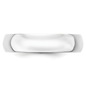 Solid 14k White Gold 5 mm Rounded Wedding Band Ring Size 7