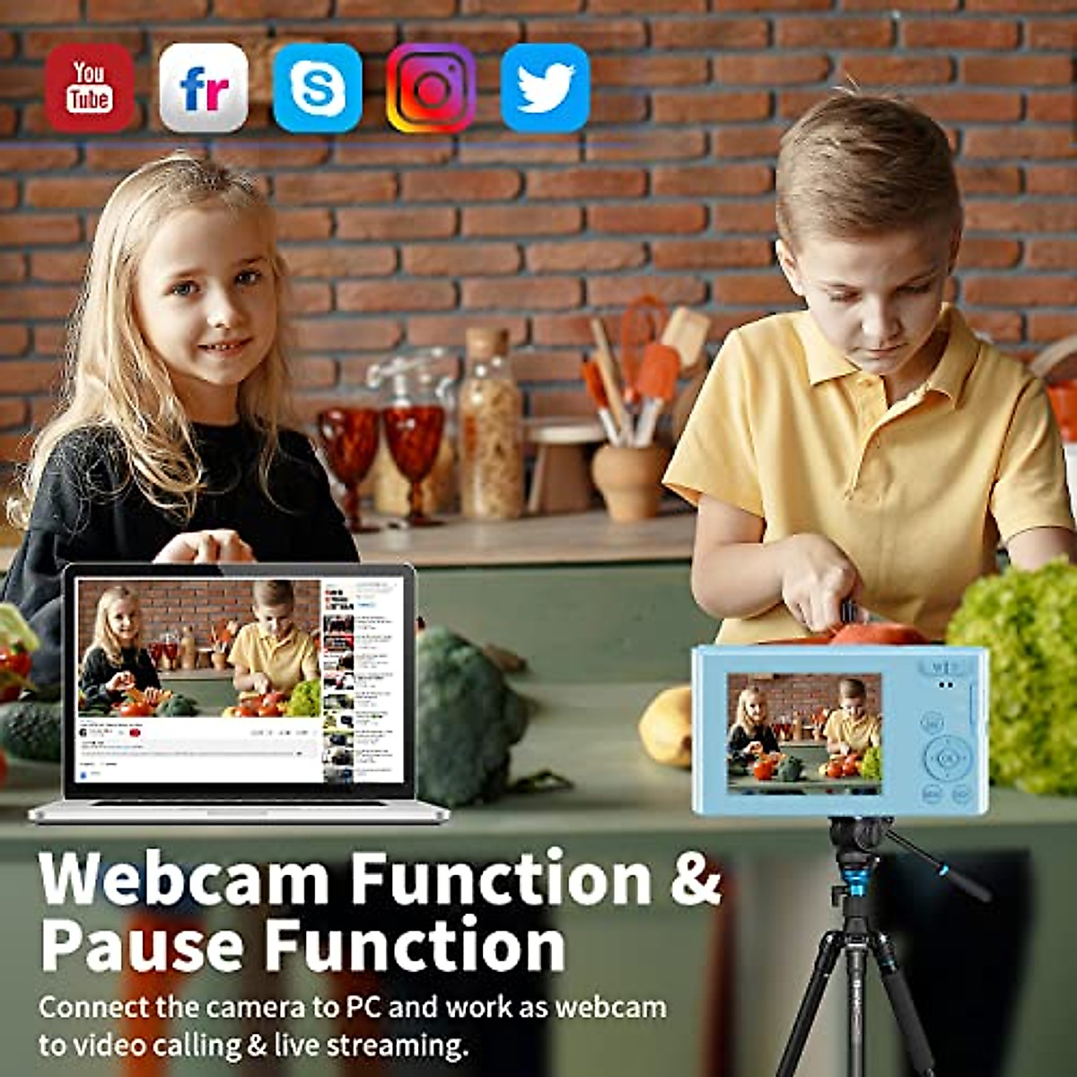 Digital Camera 4K 44MP Compact Point and Shoot Camera with 16X Digital Zoom 32GB SD Card,Kids Camera 2.4 Inch, Vlogging Camera for Teens Students Boys Girls Seniors(Blue2)