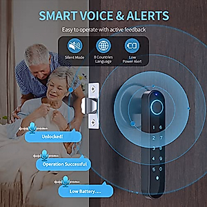 Smart keyless Entry Door Lock - ENOKER 5 in 1 Fingerprint Door Knob Lock with APP/IC Key Cards/Passcode/Backup Keys/ 100 Fingerprints with Keypad Handle for Home Hotel Office Apartment Bedroom
