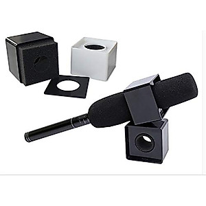ABS Portable Square Cube Shaped Interview Mic Microphone Logo Flag Station Logo Superior Live Microphone DIY (White)