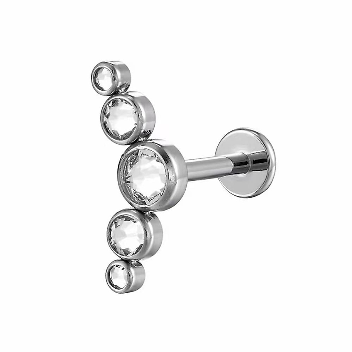 Piercingpops 6PCS 16G Tiny CZ Crystal Labret Piercing Stainless Steel Tragus Helix Lip Monroe Body Piercing Stud (6pcs Crystals Style) (Crystals Style)