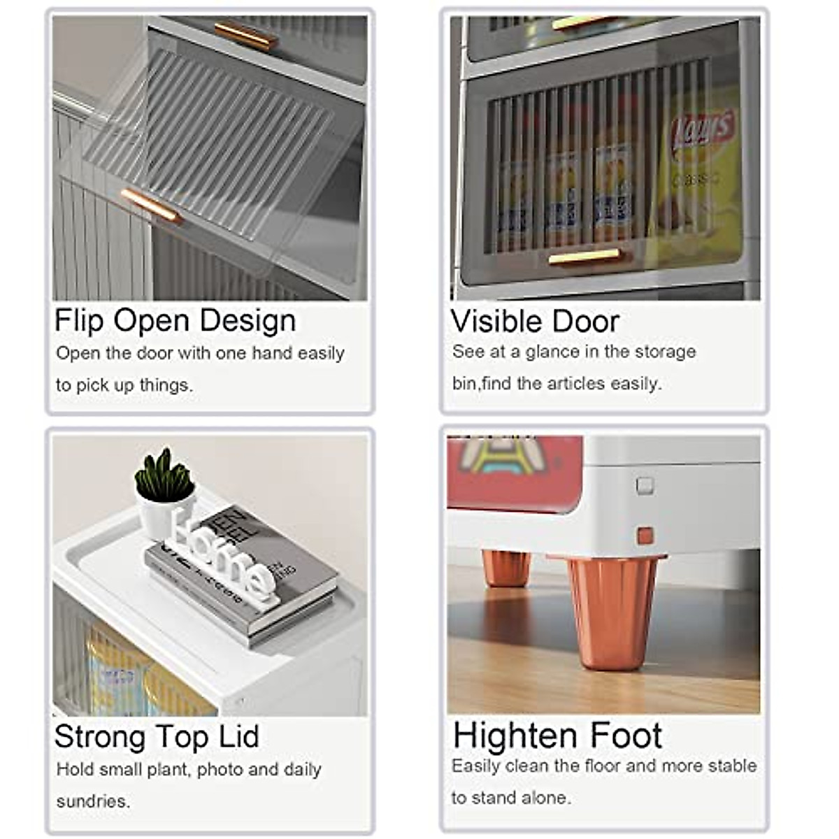 Plastic Storage Bins - 4 Clear Drawers Flip Open Storage Bins, Storage Drawer Organizer, Plastic Home Storage Organizer,Tall Standing Organizer Tower for Home, Bedroom, Office, Kitchen, Craft Room