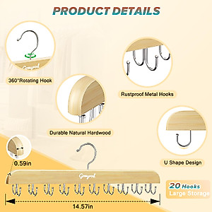 Gomyrod Bra Hanger for Closet, Tank Top Hanger 2 Pack w/20 Hooks Holds 40 Bras, Capacity Foldable Wood Space Saving Hanger, 360°Rotating Closet Organizers and Storage for Dorm & Apartment