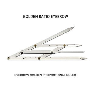 Dr.Pedi Eyebrow Golden Ratio Caliper Stencil with Flexible Arms Microblading Permanent Makeup Reusable DIY Tattoo Ruler Measurement Symmetrical Tool Foldable, Silver, 2 Piece Set