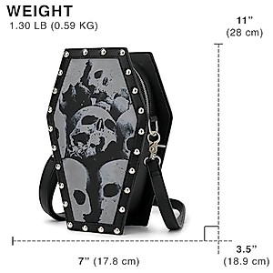 Scarleton Casual Backpack Purse for Women, Punk Skull Backpack, Faux Leather Gothic Shoulder Bag, Rivet Crossbody Bag, H209201E - Black
