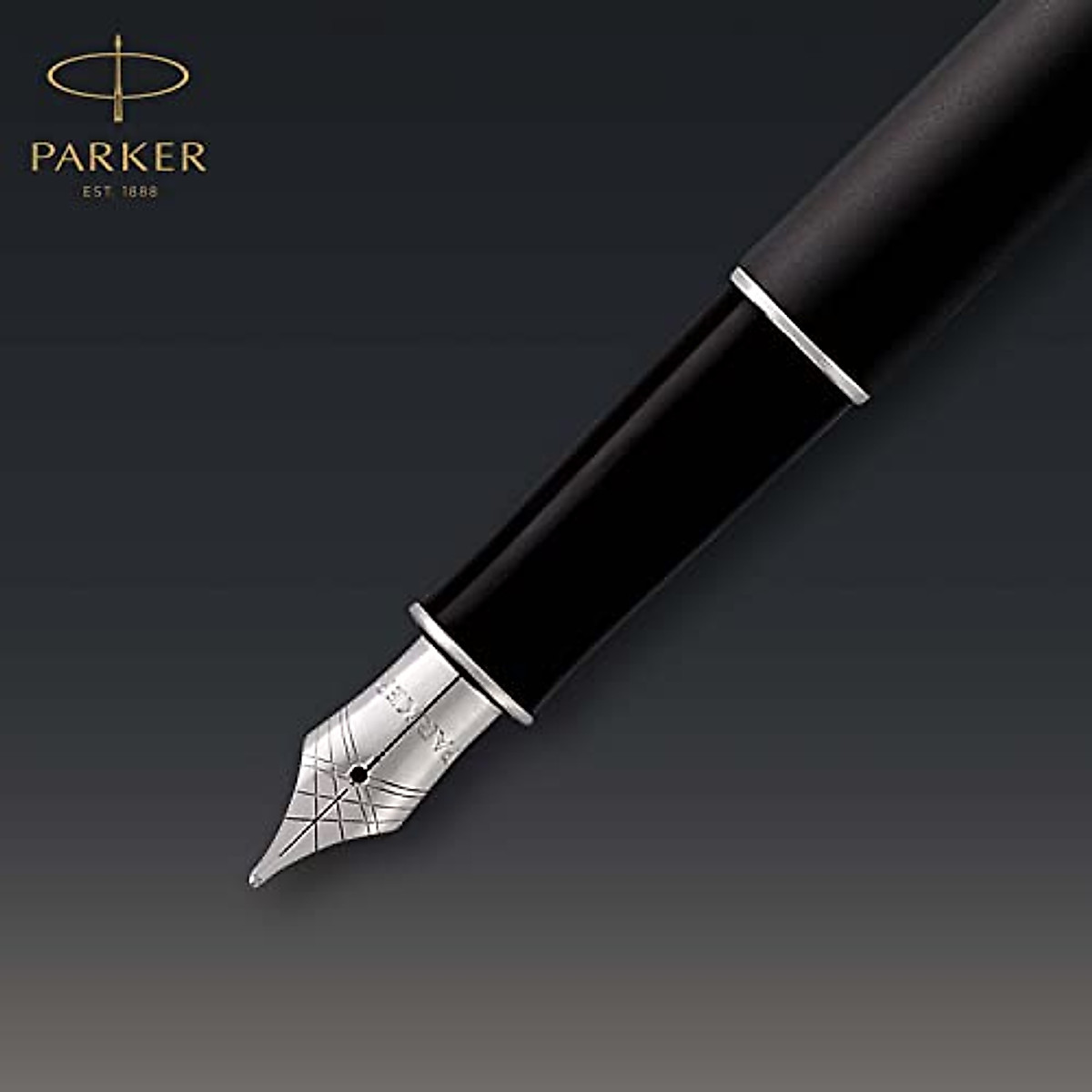 PARKER Sonnet Fountain Pen, Matte Black Lacquer with Palladium Trim, Medium Nib (1931522)
