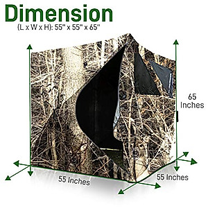 SereneLife Two Person Hunting Blind - Water Resistant Durashell Plus Hunting Ground Blind Tent Pop Up Blinds for Hunting w/Shadow Guard, Polyester Fabric, Includes Carry Bag/Tie-Down Cords - SLHT49