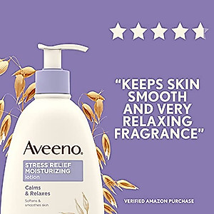 Aveeno Stress Relief Moisturizing Body Lotion with Lavender Scent, Natural Oatmeal to Calm & Relax, Non-Greasy Daily Stress Relief Lotion, 12 fl. oz