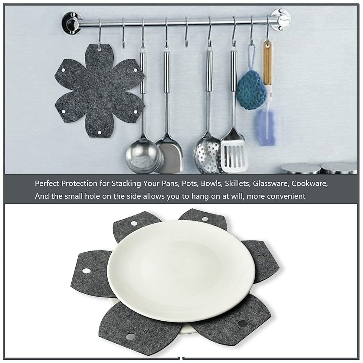 Pot and Pan Protectors, Set of 12 and 3 Different Size, Pot Dividers Pads/Cookware Protector Set/Stacking Pot Separators Protectors for Stacking and Protecting Your Cookware(Grey)