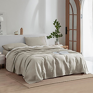 EVERLY Hemp Queen Size Sheets Set, Natural Premium Hemp Sheets, Deep Pocket 4 Piece Bed Sheet Set, Easy-Fit Breathable Cooling Sheets, Wrinkle Fade Resistant Sheet Sets-Beige