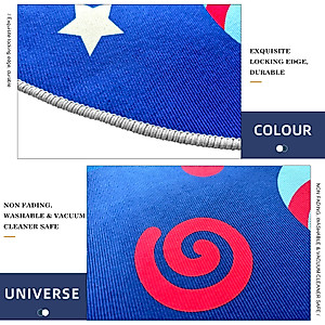 Eanpet Round Rug for Kids Room 4ft Nonslip Circle Area Rug for Boys and Girls Soft Toddlers Play Mat Circular Nursery Rug Indoor Floor Mats Carpet for Children Classroom Playroom Bedroom,Universe