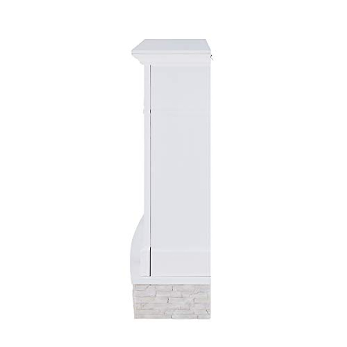 SEI Furniture Jacksdale Faux Stone Accent Electric Hidden Media Shelf Fireplace, White
