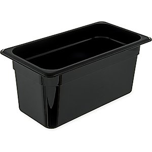 Carlisle FoodService Products Storplus Food Storage Container Food Pan, Chafing Pan for Catering, Buffets, Restaurants, Polycarbonate (Pc), 1/3 Size 6 Inches Deep, Black, (Pack of 6)