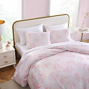 Betsey Johnson - Twin Duvet Cover Set, Luxurious Satin Bedding with Matching Sham, Silky Home Decor for Hair and Skin (Butterfly Garden Pink, Twin)
