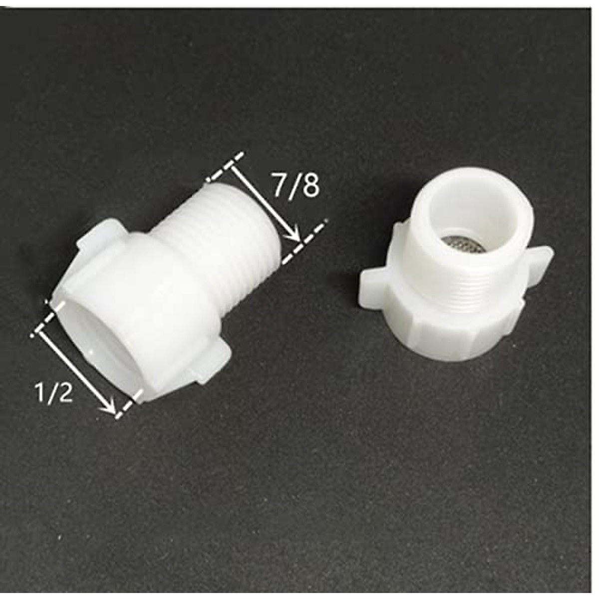 7/8 Inch Male Pipe Adapter to 1/2 Female with Built in Screen for Straining