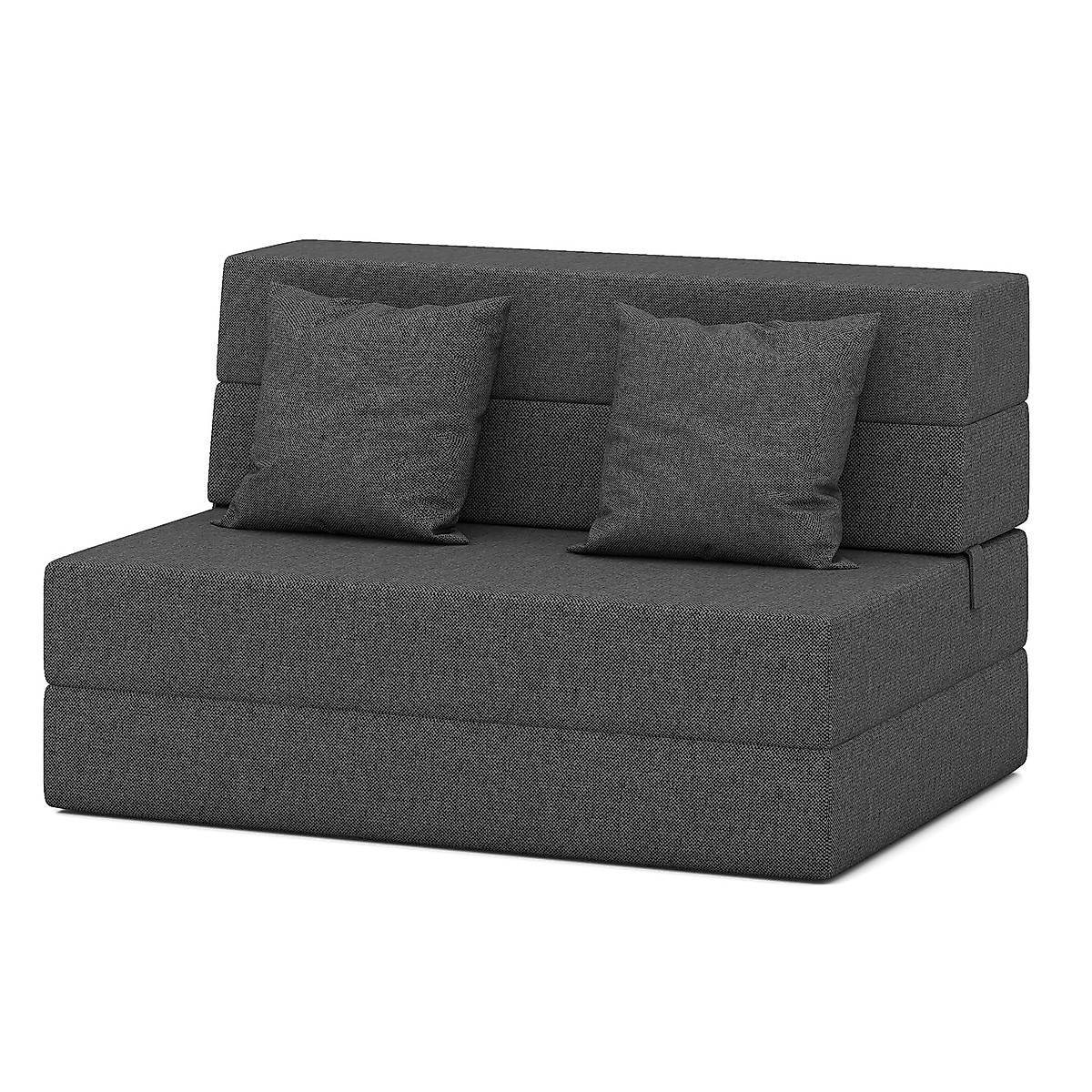 yoyomax Folding Sofa Bed with 2*Pillow, Convertible SleeperChair, Sleeper Futon SofaBed Couch - Linen Fabric Floor FoldableBed Mattress for Living Room/Dorm/Guest Room/Home Office/Apartment, Standard