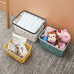MRBJC Premium Plastic Storage Box,Secure Fastening-Suitable for Clothes, Accessories, Paperwork, Magazines, Keepsakes, Toys-Great for Anywhere The Home Orange 27x18x14.5cm