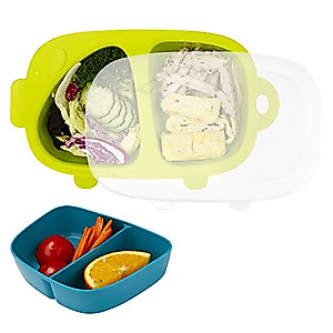 Kids Divided Plate, 3 PCS(Plate with Lid and Inner Dish), Toddler Dishes Tableware, Dishwasher-Safe for Baby Feeding Dinner Plate (Lemon)