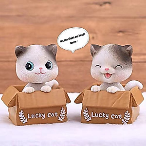 SYSUII Cat Car Dashboard Decoration,Bobble Head Cat Ornament Shaking Head Lucky Cat Figurines Animal Dancing Figure Toy Car Interior Ornament Home Office Desktop Decoration Bobble Head Toy Gift