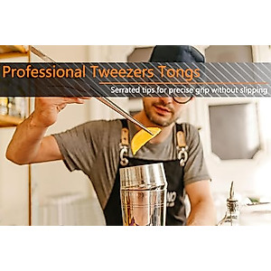 JETKONG 6 Pcs Cooking Tweezer Tongs, 12'' and 6.3" Stainless Steel Kitchen Tweezer Set, Professional Chef Tweezers for Cooking, Repairing, Sea Food, BBQ, Multi-use
