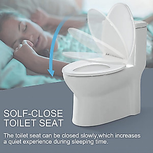 Round Toilet Seat Slow Quiet Close Seat Cover Fit Standard Round Toilet White Toilet Seat with Metal Inserts Easy to Install, Non-slip Seat with Rubber Bumpers Provides Comfort Relieves Pressure Point