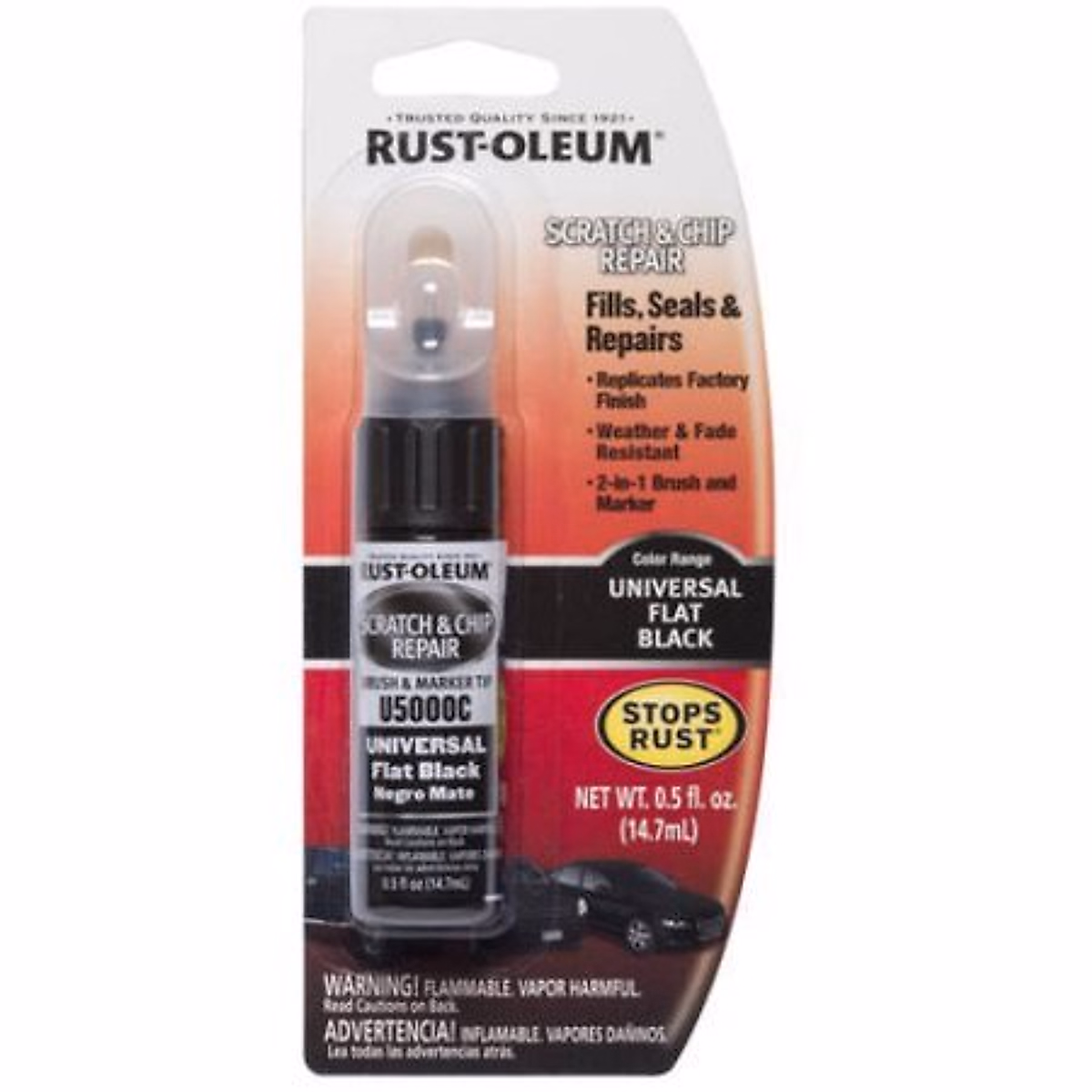 Rust-Oleum Automotive Scratch and Chip Repair Marker, Universal Flat Black 0.5 Fl Oz (Pack of 1)