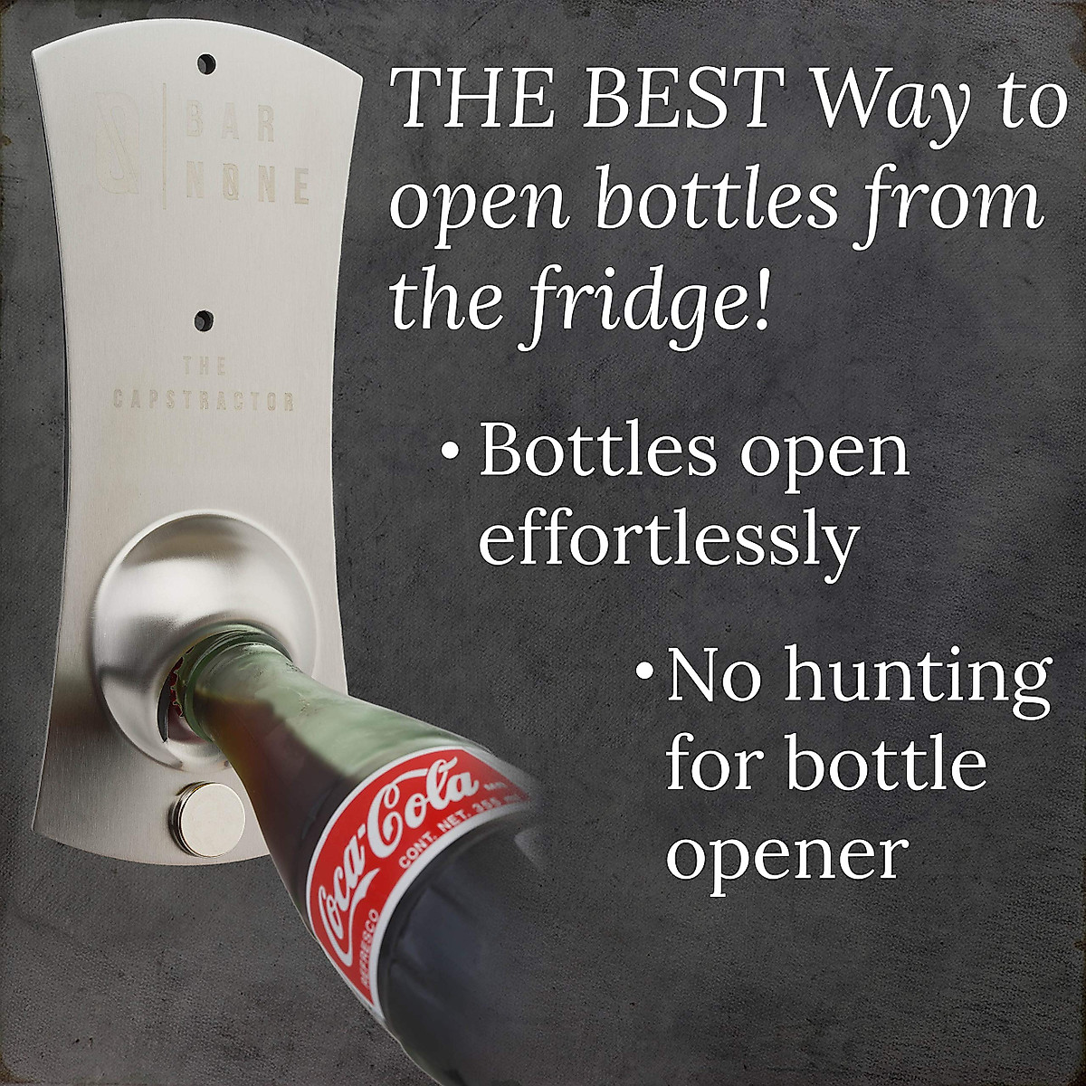 BAR NONE The Capstractor | Magnet Magnetic Fridge Bottle Opener Wall Mounted Bottle Opener Beer Opener Beer Bottle Opener Bottle Cap Opener Refrigerator Fridge Beer Bottles for Bartender Church Key